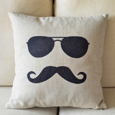 Mr. Moustache Print Decorative Pillow on Luulla